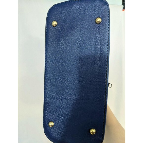 Aimily | Bags | Aimily Blue And Gold Faux Leather Purse New | Poshmark
